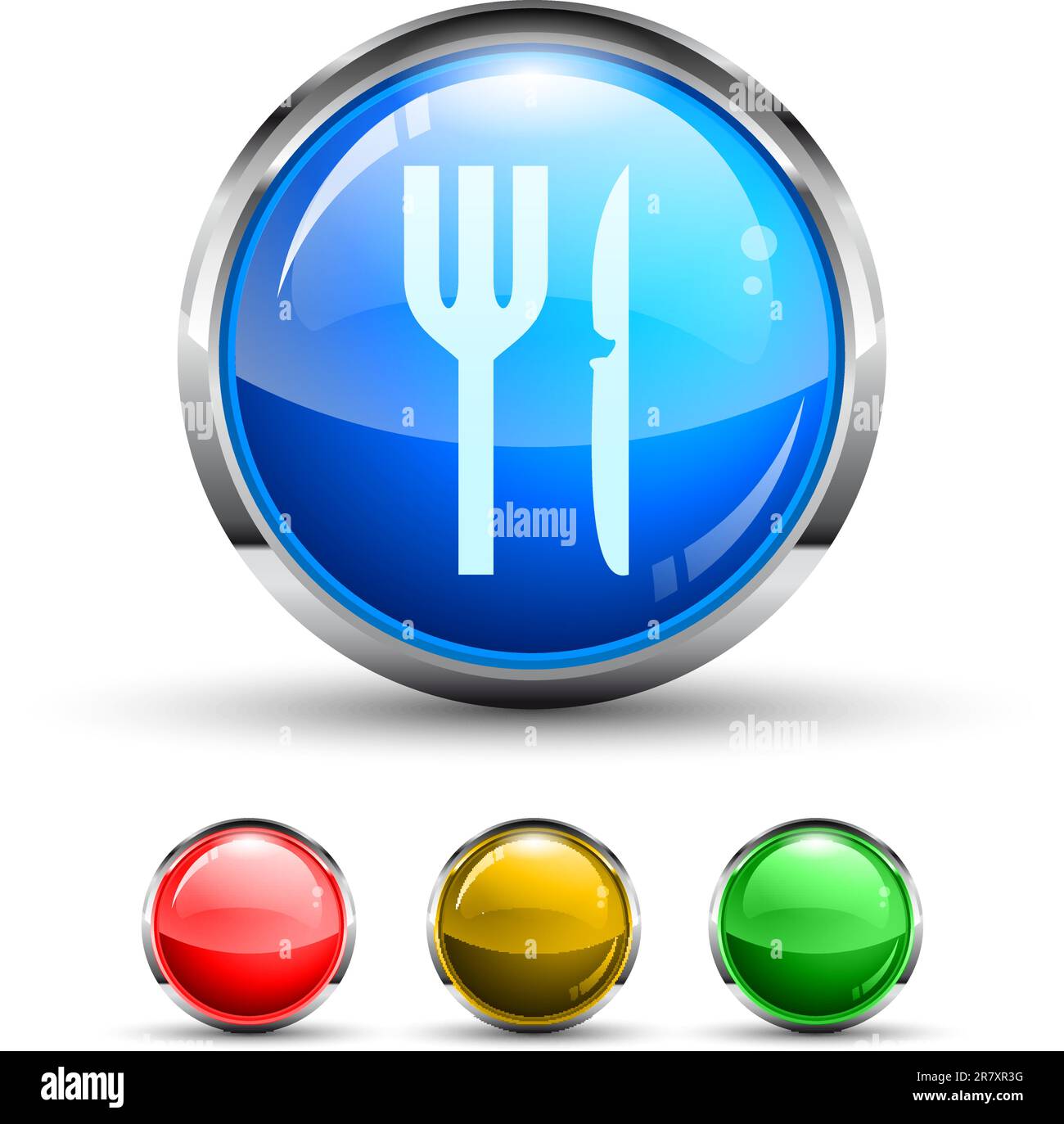 Restaurant Cristal Glossy Button with light reflection and Cromed ring ...