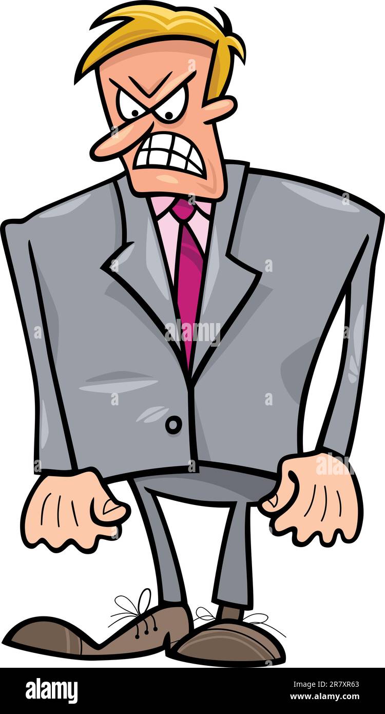 cartoon humorous illustration of very angry businessman Stock Vector ...