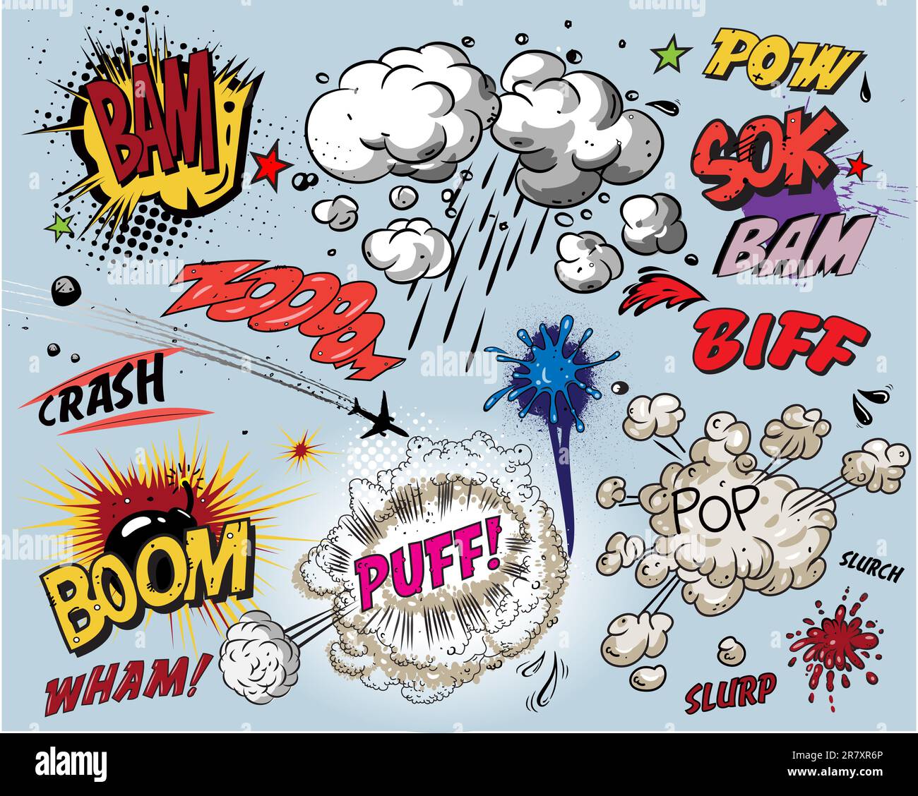 vector comic book explosion elements isolated on light background Stock ...