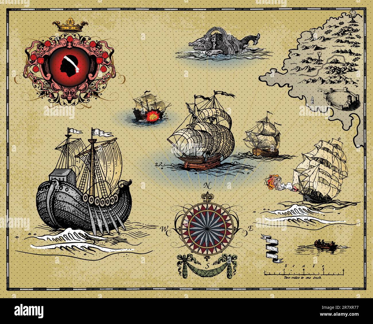 vector illustration of antique map elements Stock Vector Image & Art ...