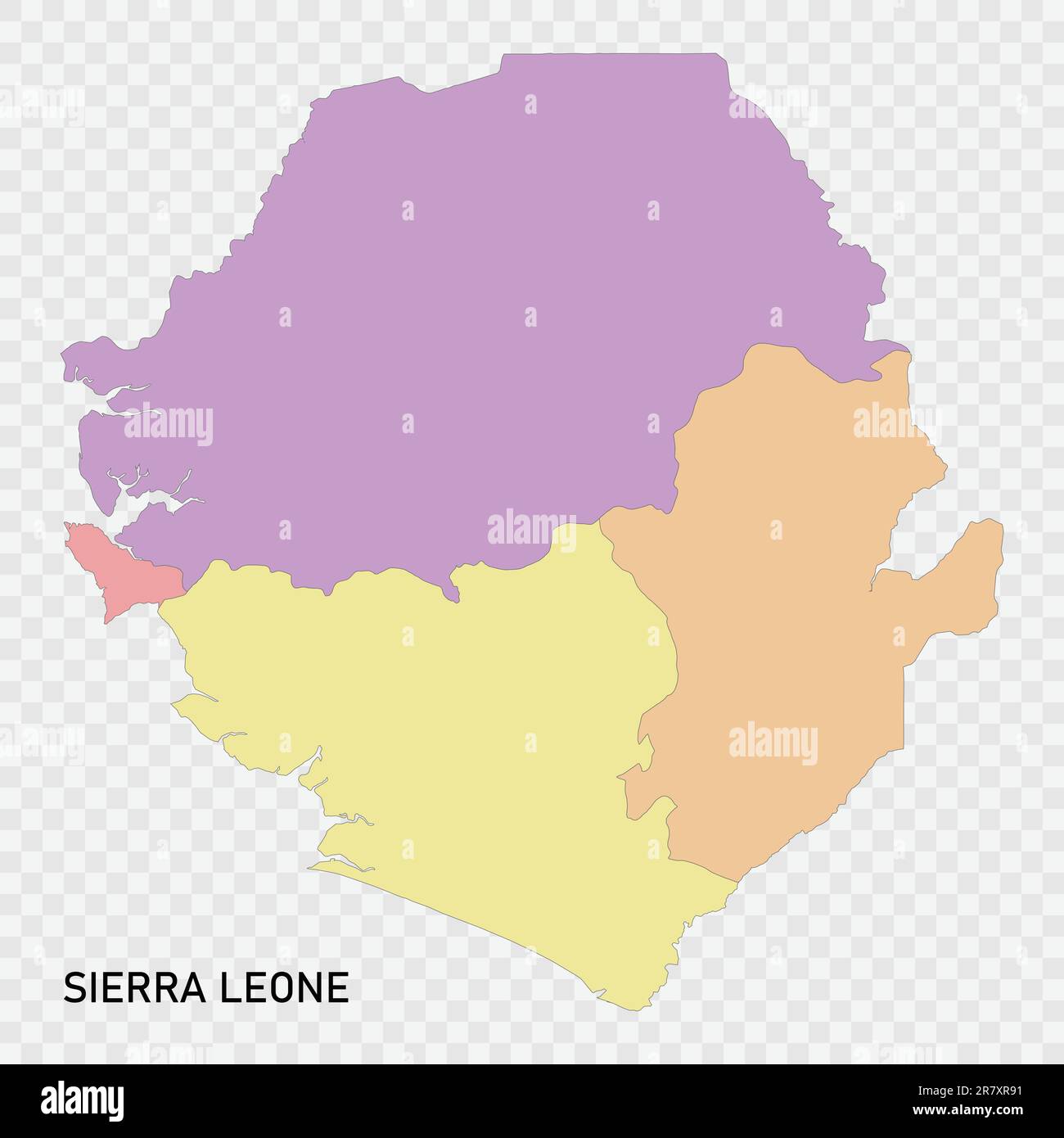 Isolated colored map of Sierra Leone with borders of the regions Stock Vector Image & Art - Alamy