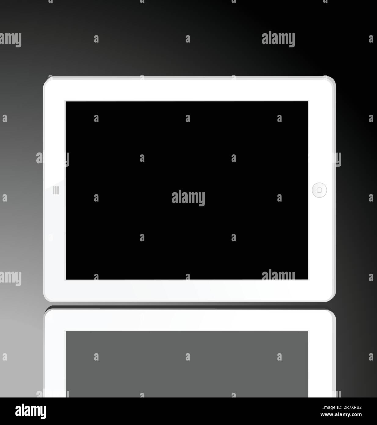 Illustration of the turned off white vertical computer tablet with ...