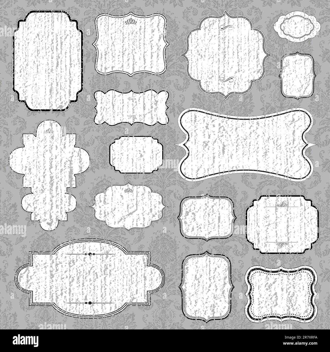 Vector Distressed Frame Set. Easy to edit. Perfect for invitations or ...