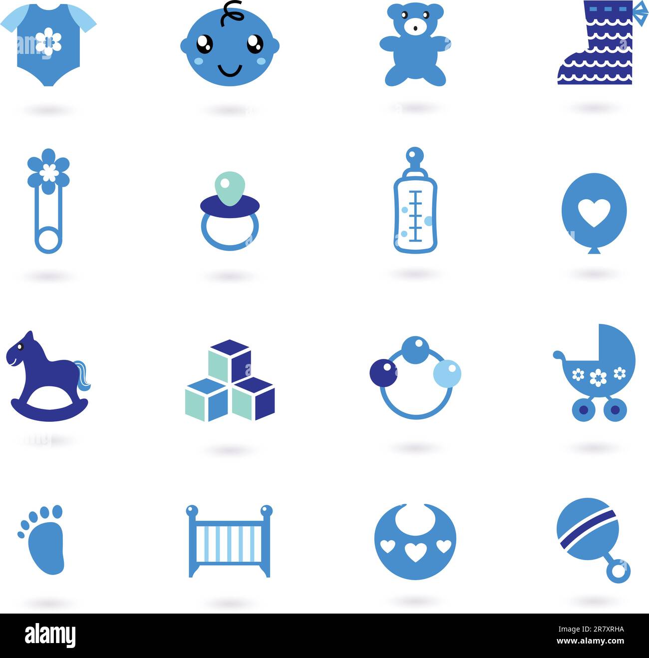 Icons cloth and accessories set for baby boy. Vector Illustration Stock ...