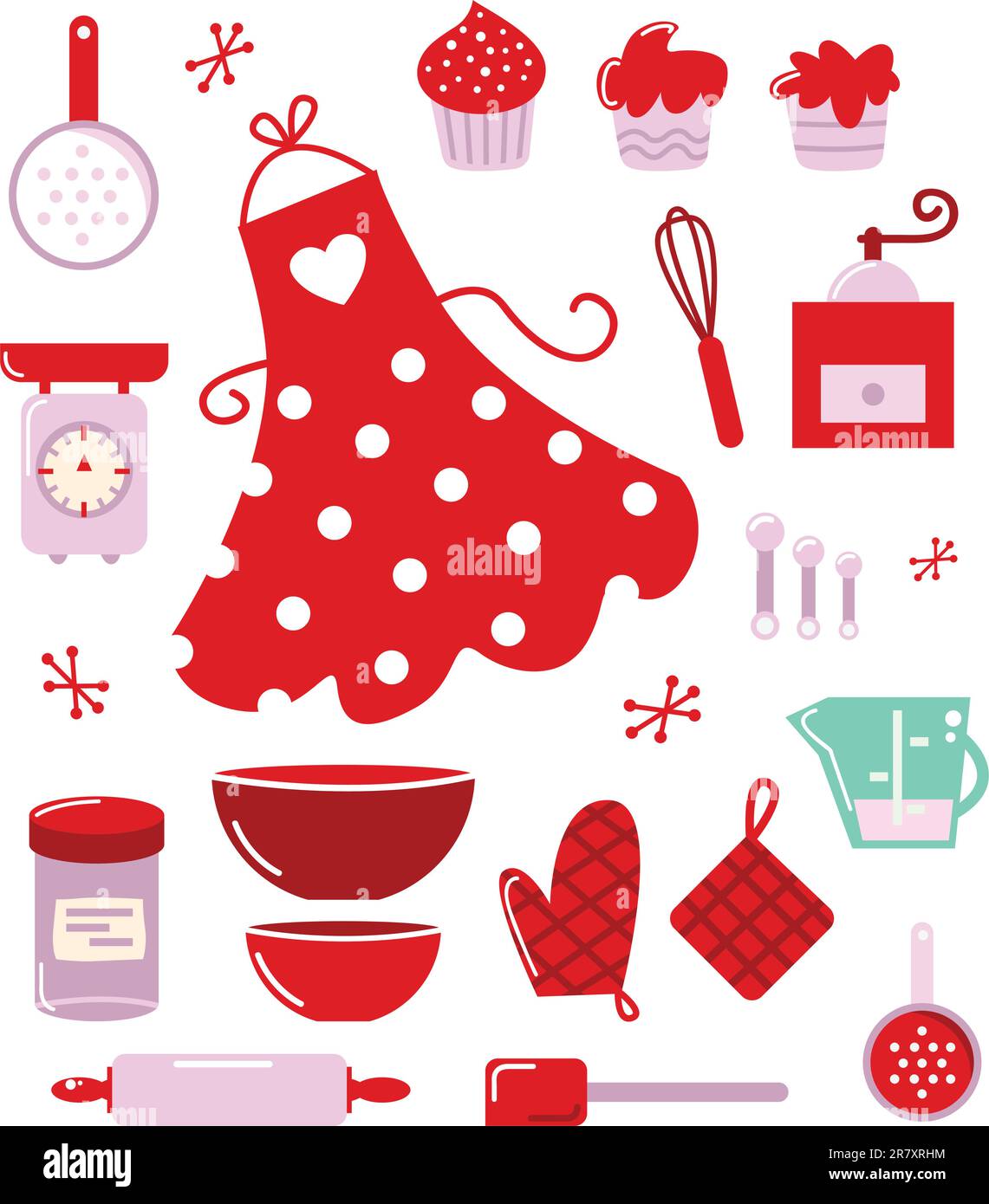Retro kitchen female cooking Stock Vector Images - Alamy