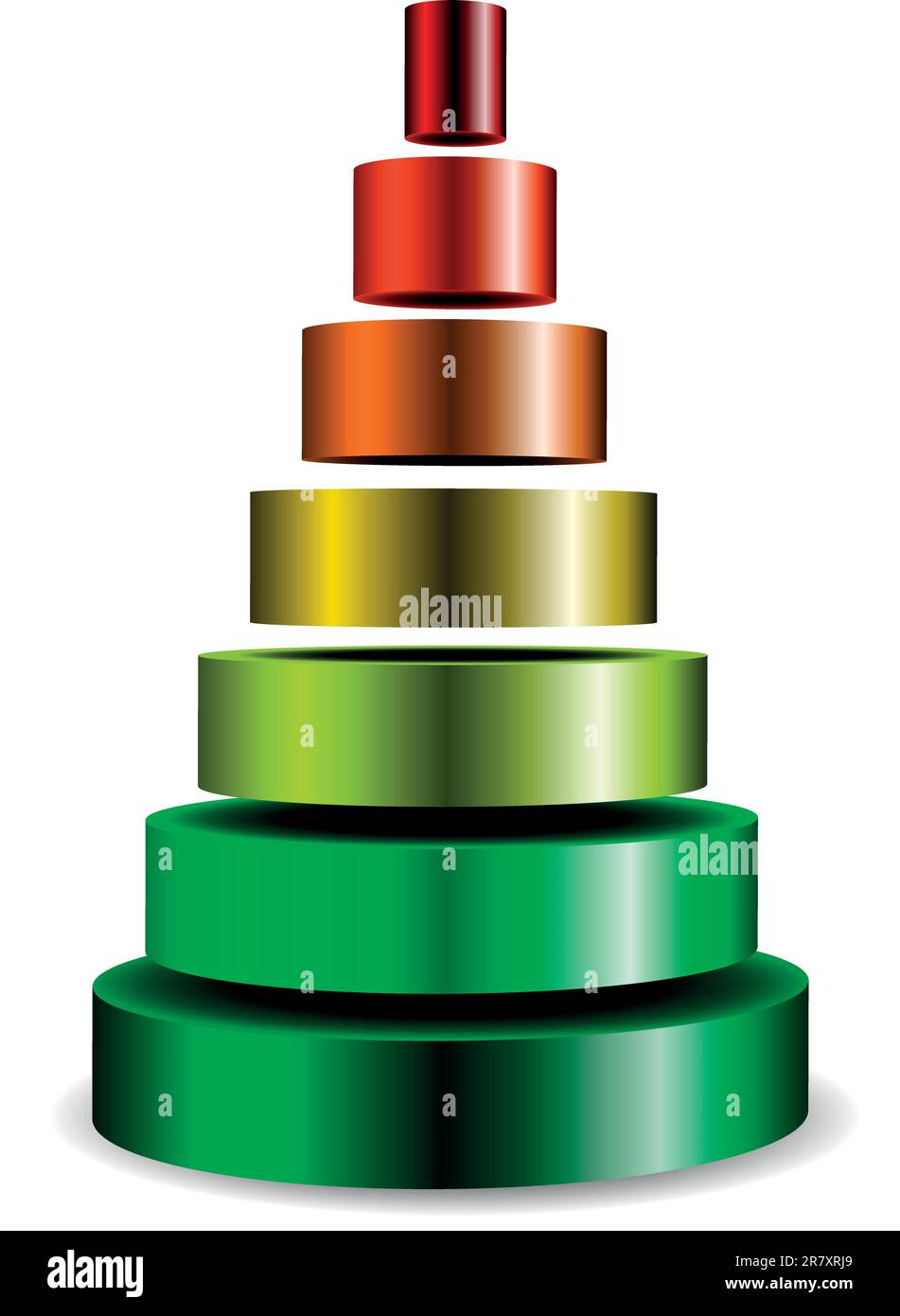 illustration of a sliced metallic cylinder pyramid filled with ...