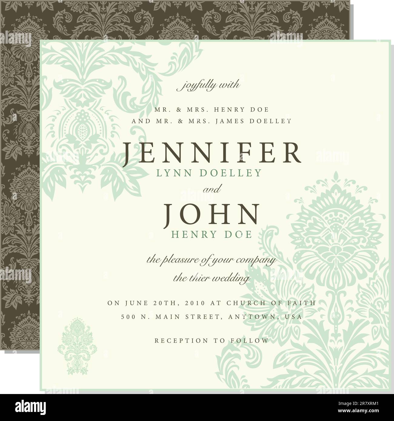 Vector Front and Back Damask Frame. Easy to edit. Perfect for ...