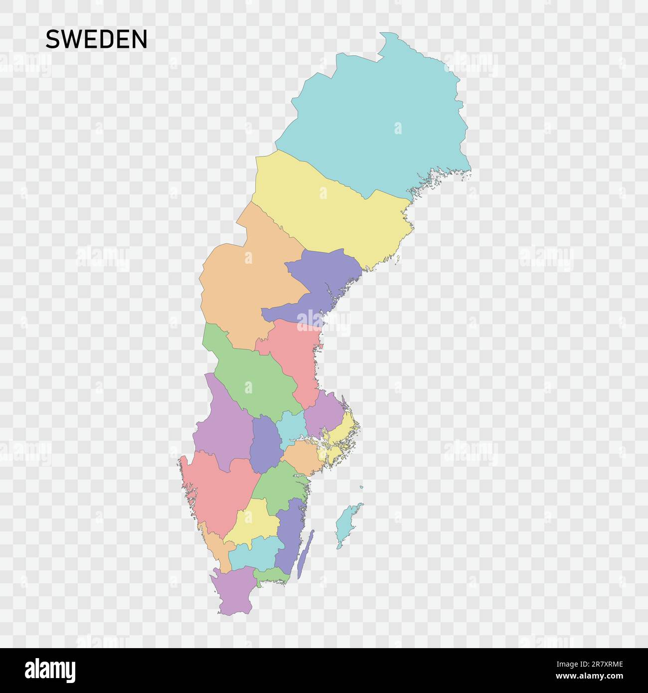 Isolated colored map of Sweden with borders of the regions Stock Vector ...