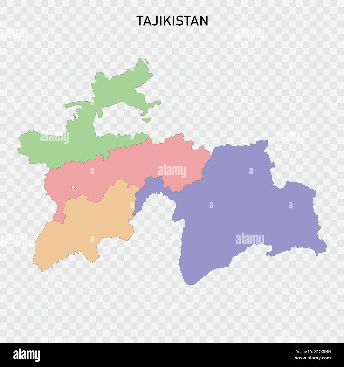 Isolated colored map of Tajikistan with borders of the regions Stock ...
