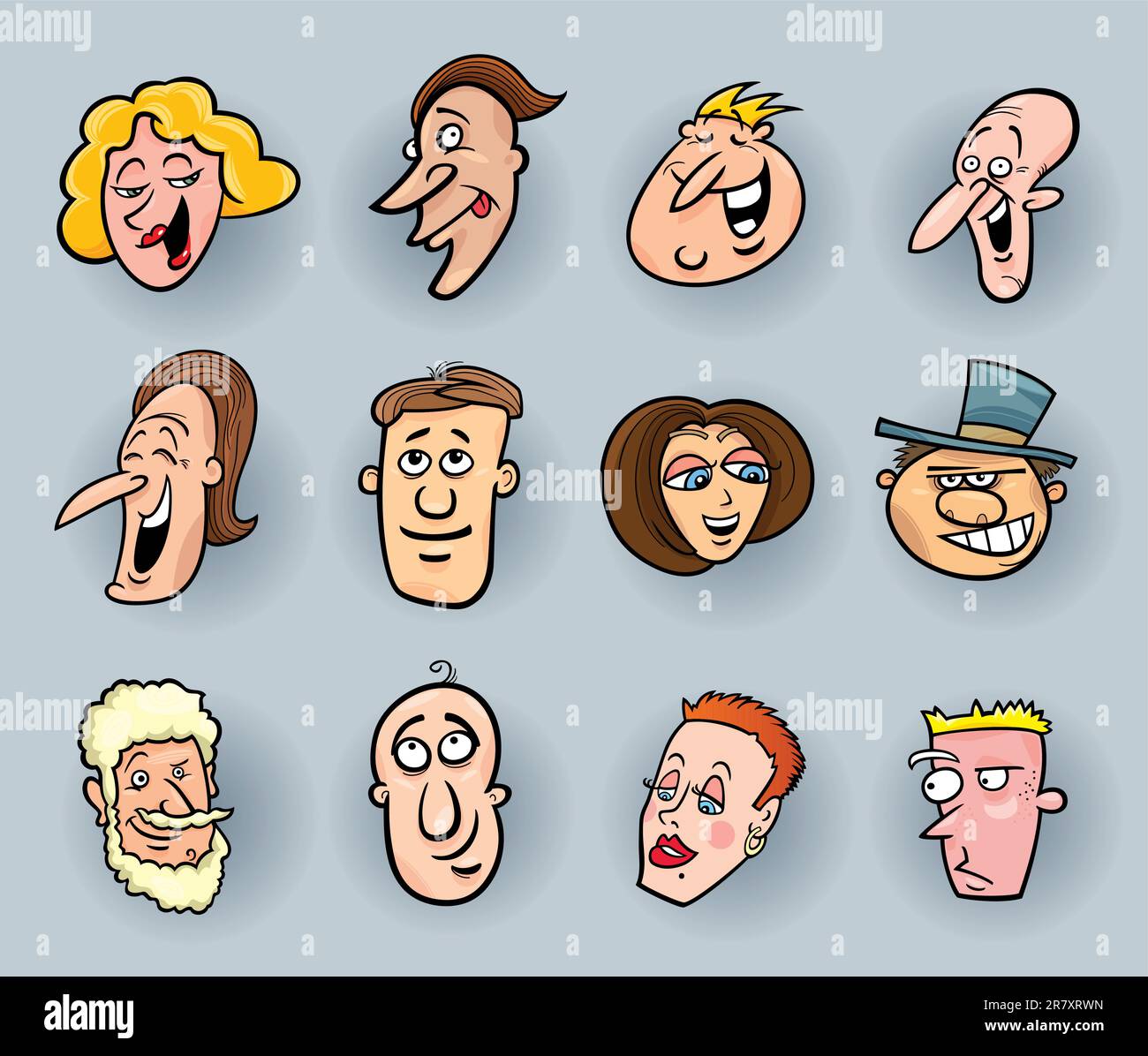 cartoon illustration of funny people faces set Stock Vector Image & Art ...