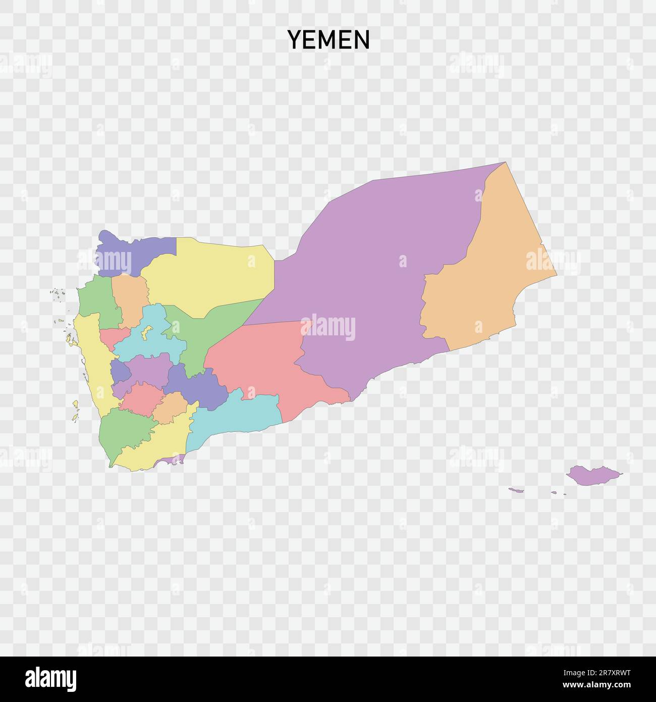 Isolated colored map of Yemen with borders of the regions Stock Vector ...
