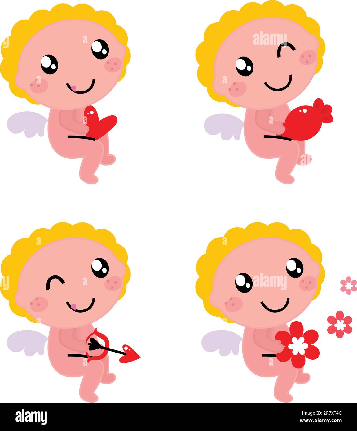 Little cartoon angels isolated on white background. Vector Illustration ...
