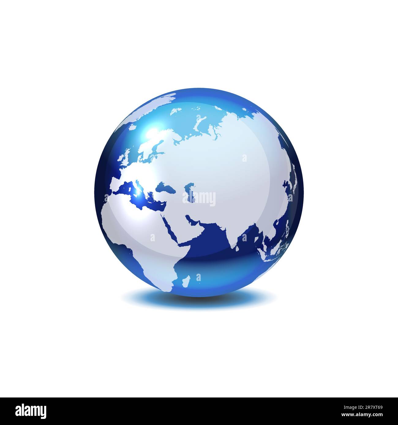 Dark blue globe with shadow on white, vector illustration, eps 10, 8 ...