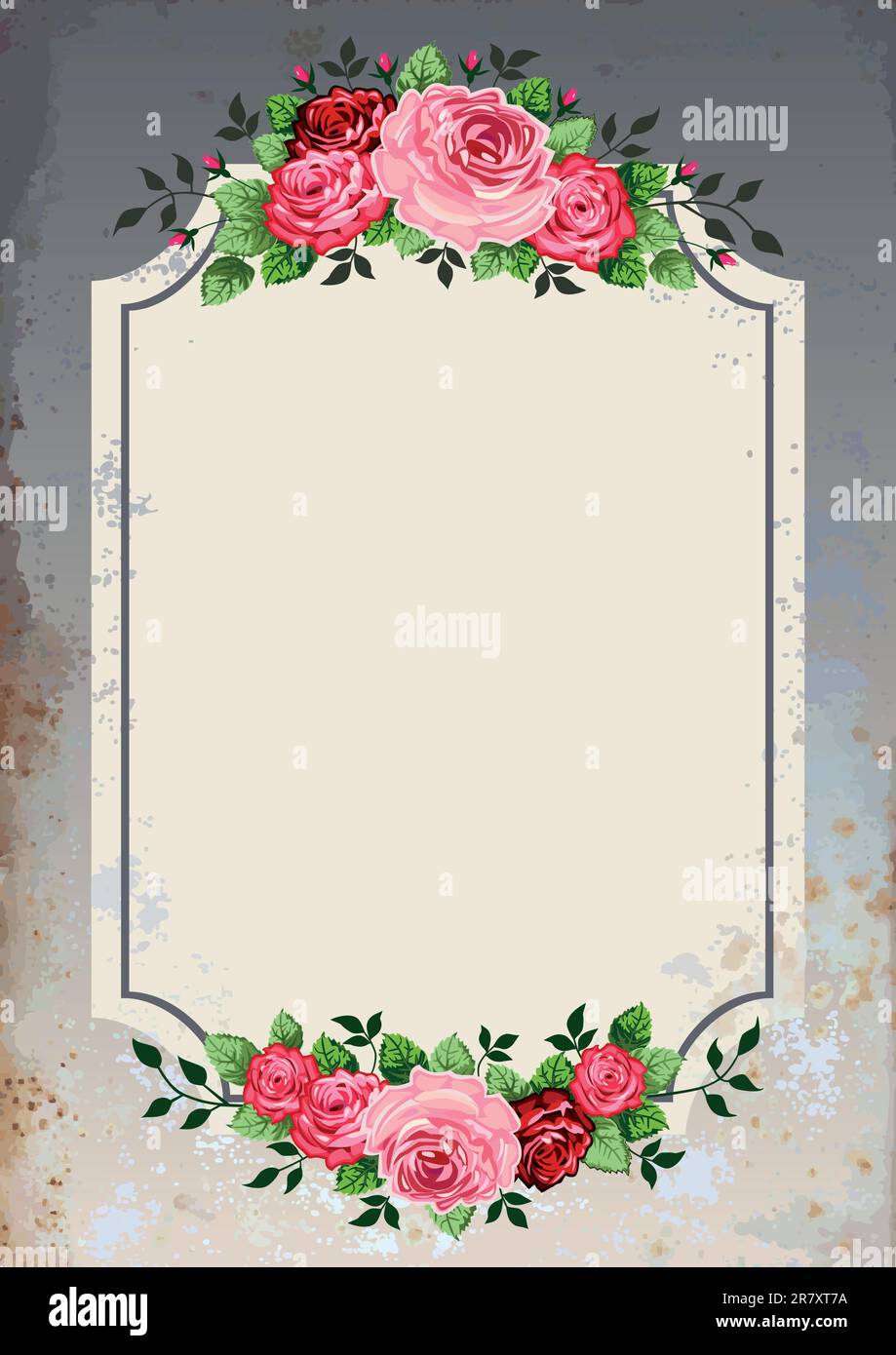 Vintage roses vector illustration on grunge background. Objects are ...