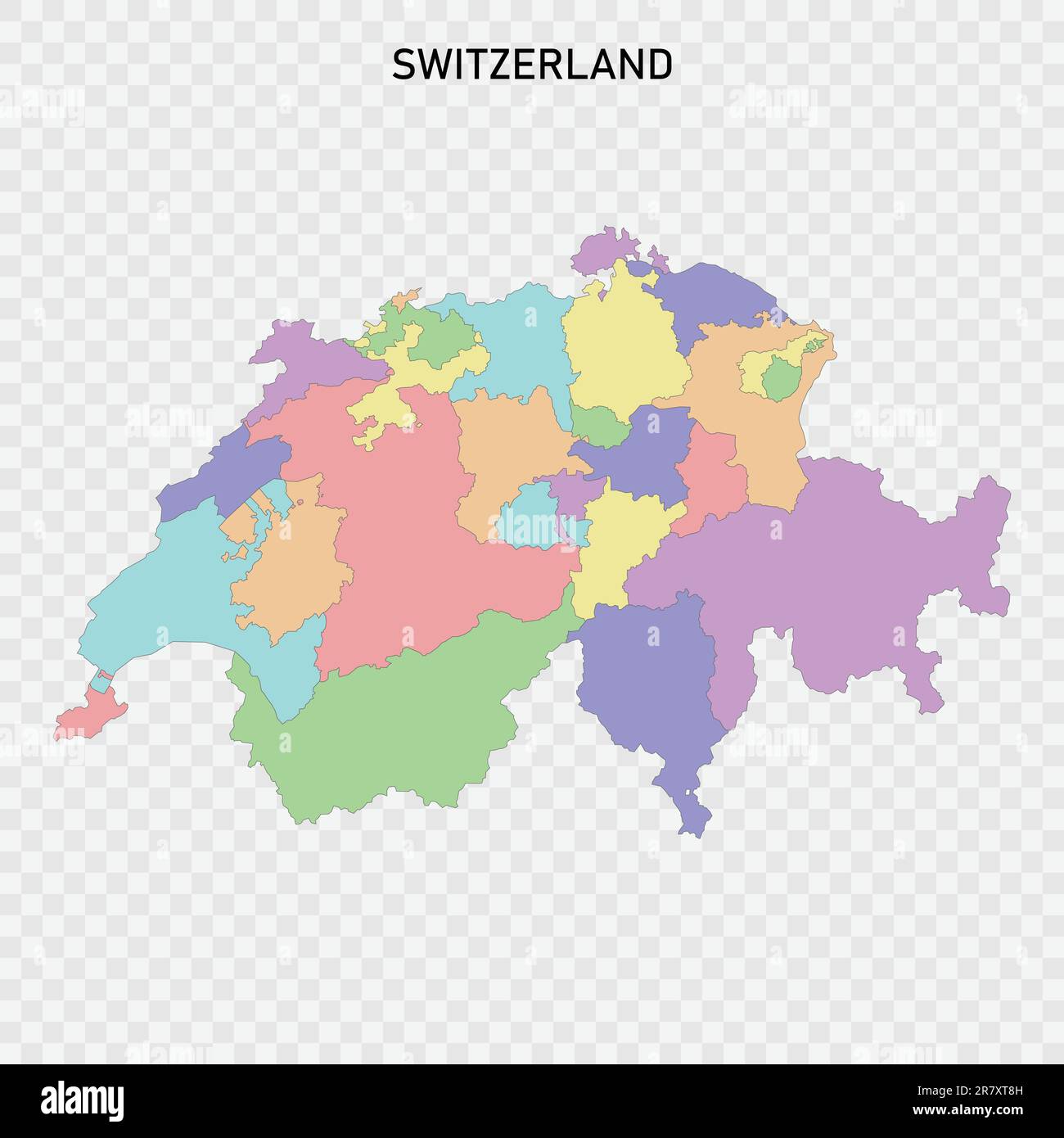 Isolated colored map of Switzerland with borders of the regions Stock ...
