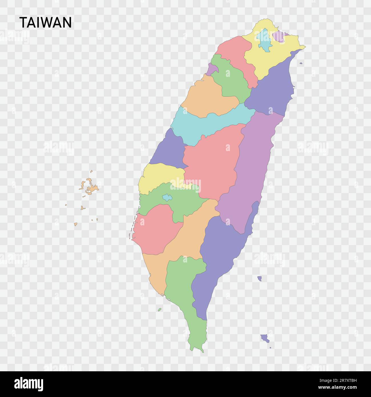Isolated colored map of Taiwan with borders of the regions Stock Vector ...