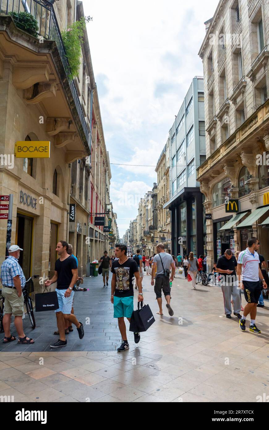 Bordeaux, France, Crowd People Walking on Pedestirian Street Stock ...