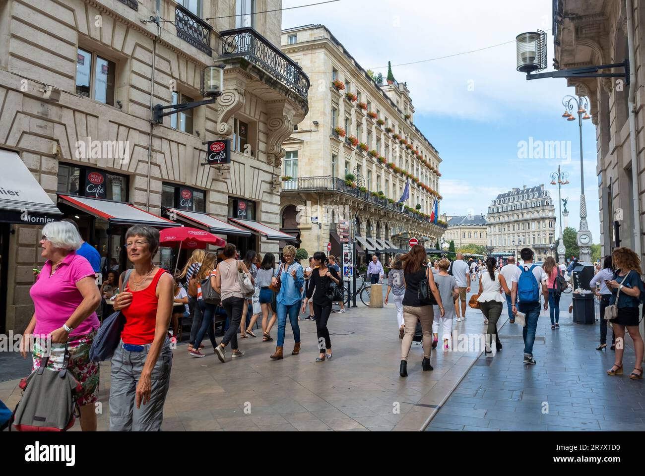 Bordeaux, France, Large Crowd People Walking on Pedestrian Street ...