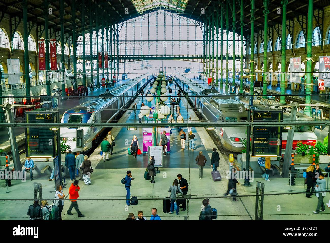 Paris, France, Crowd Passengers Waiting Inside French Train Station ...