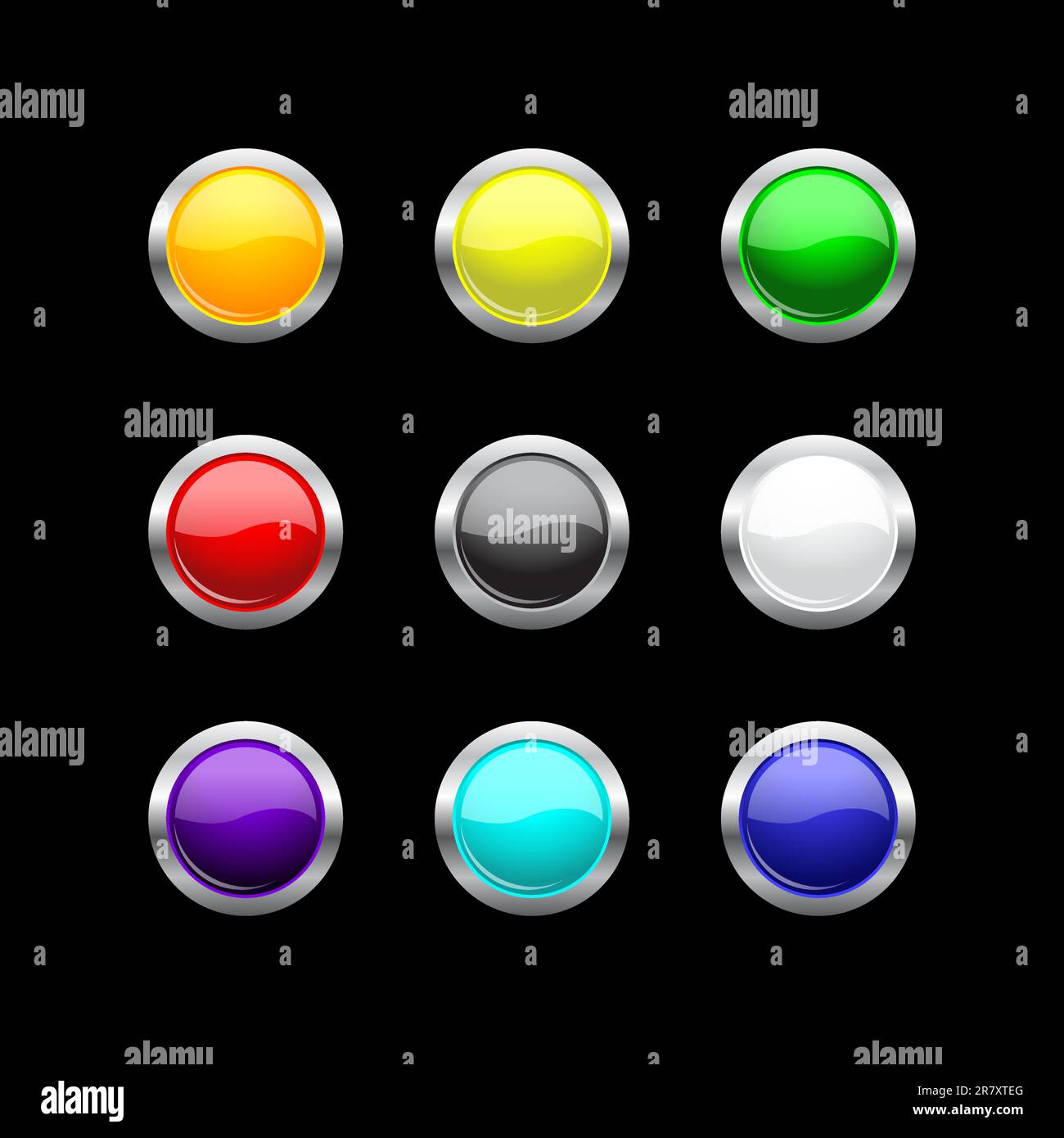 Glass buttons with metal edge, vector illustration (eps10 Stock Vector ...