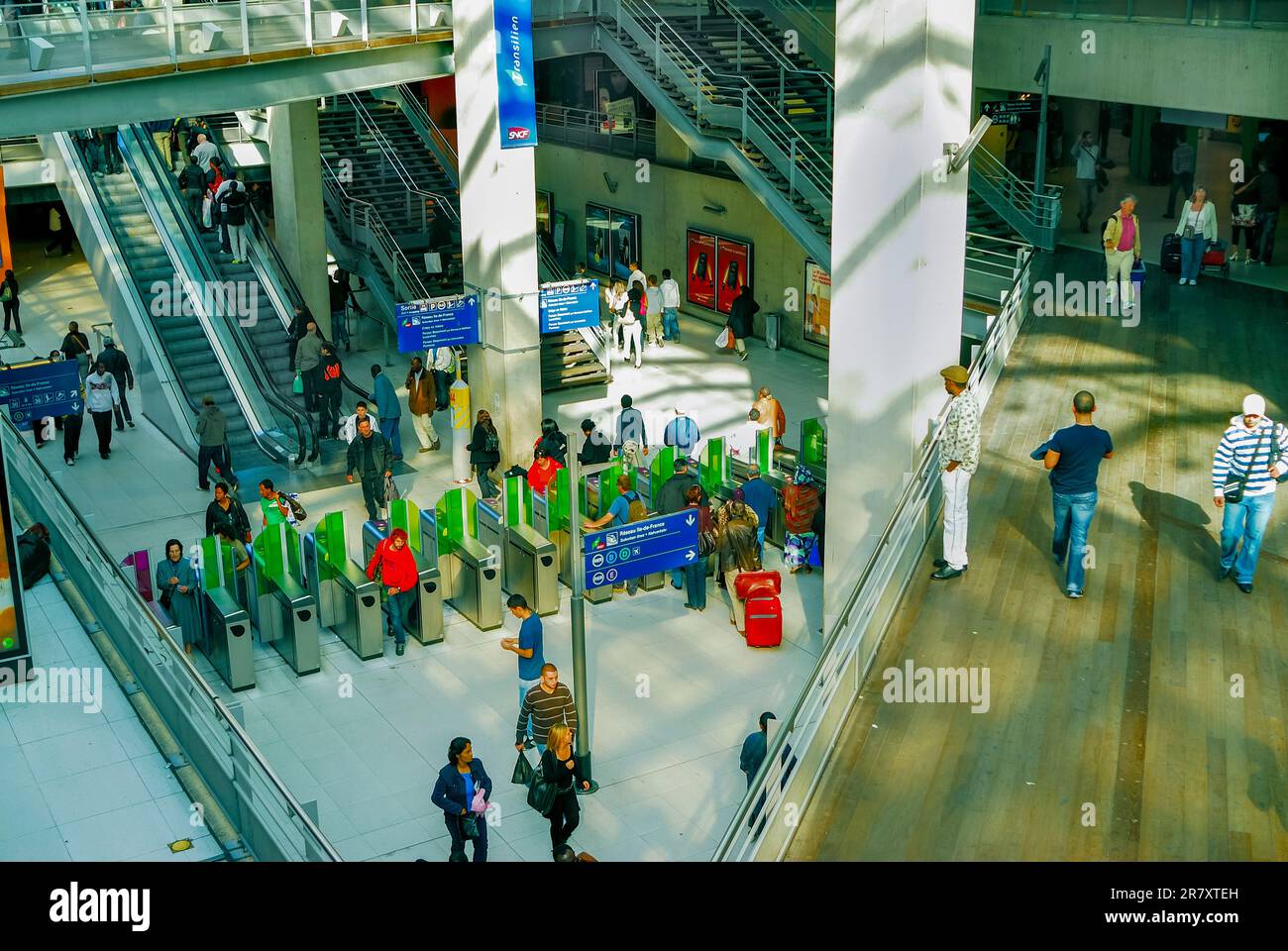 Paris, France, Crowd Passengers Waiting Inside French Train Station ...