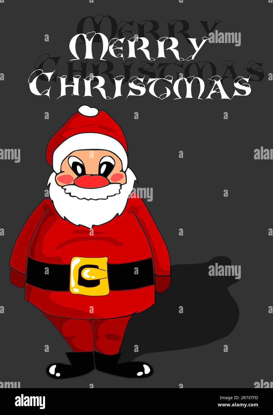 Red happy Santa Claus on black background - vector with text Stock ...