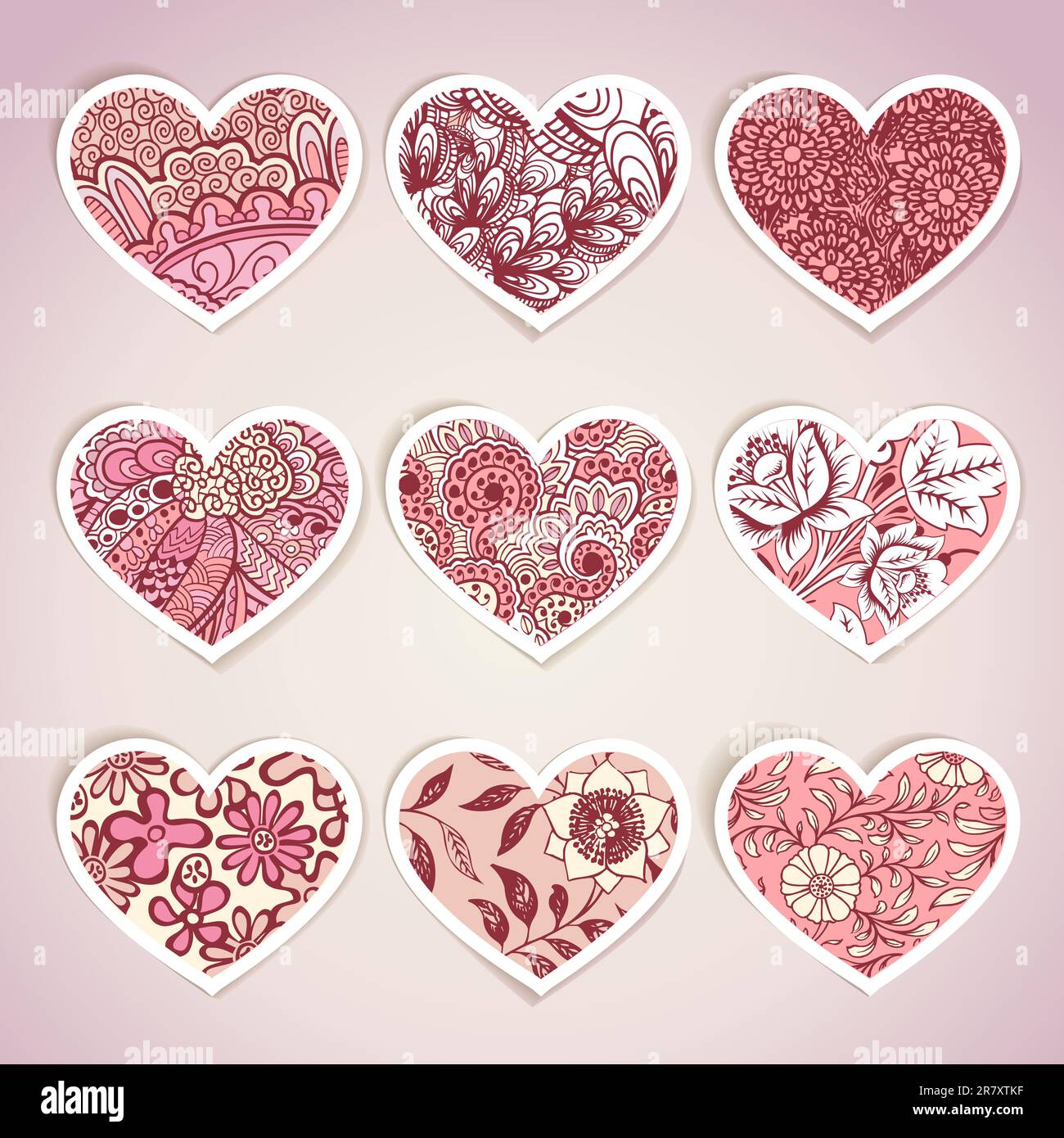 Set of heart shaped labels for Valentines day, wedding, web or print ...