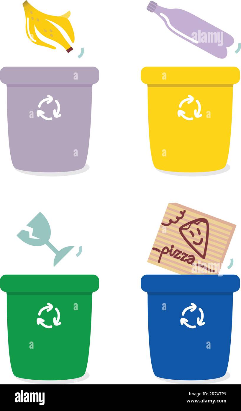 The four separation boxes for common garbage. Vector Illustration Stock ...