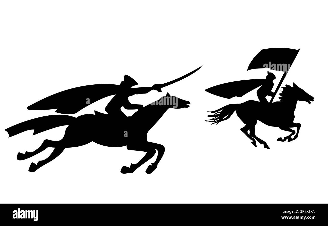 two riders silhouette on white background, vector illustration Stock ...