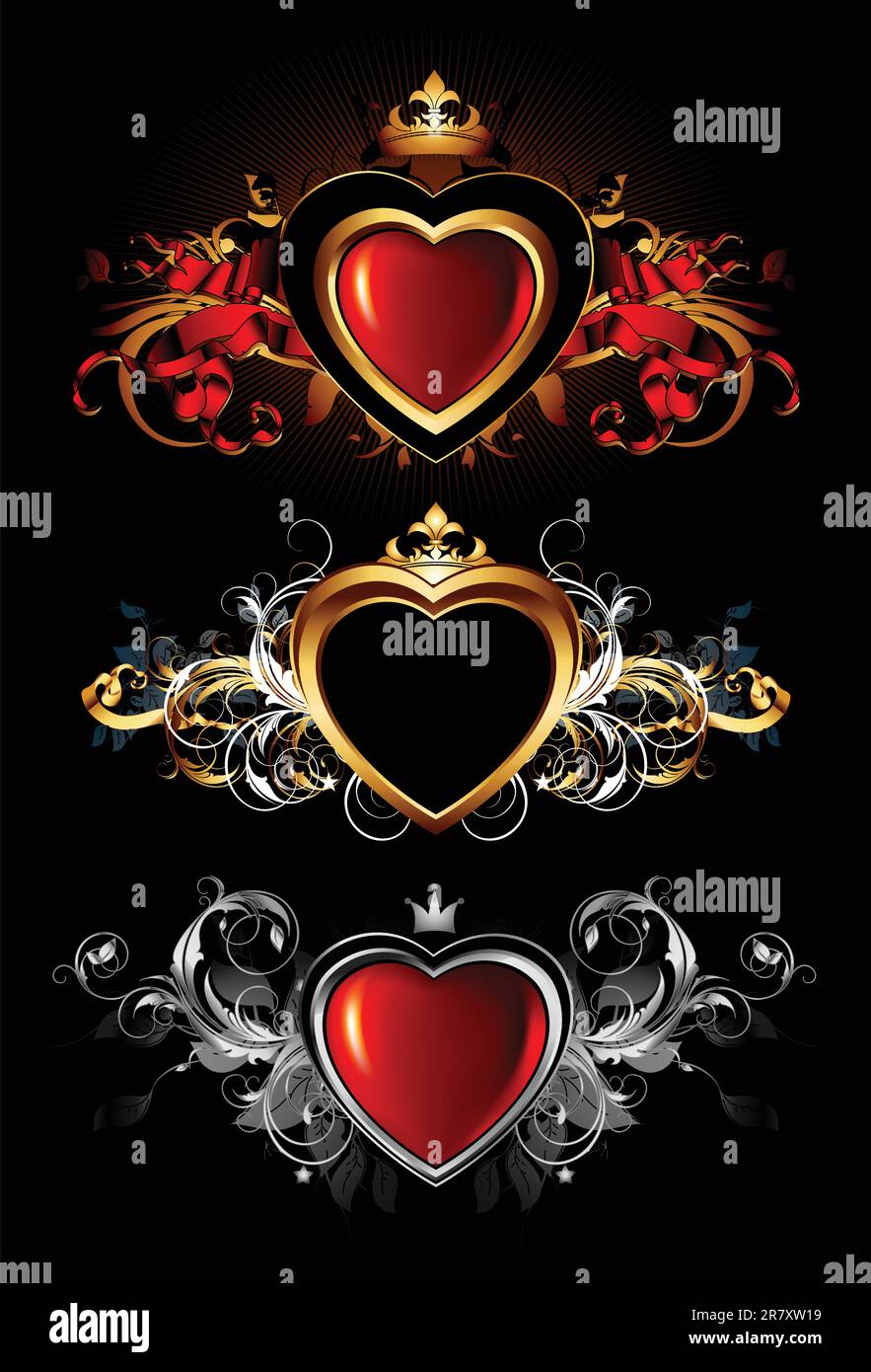 heart forms with ornate elements, this illustration may be useful as ...