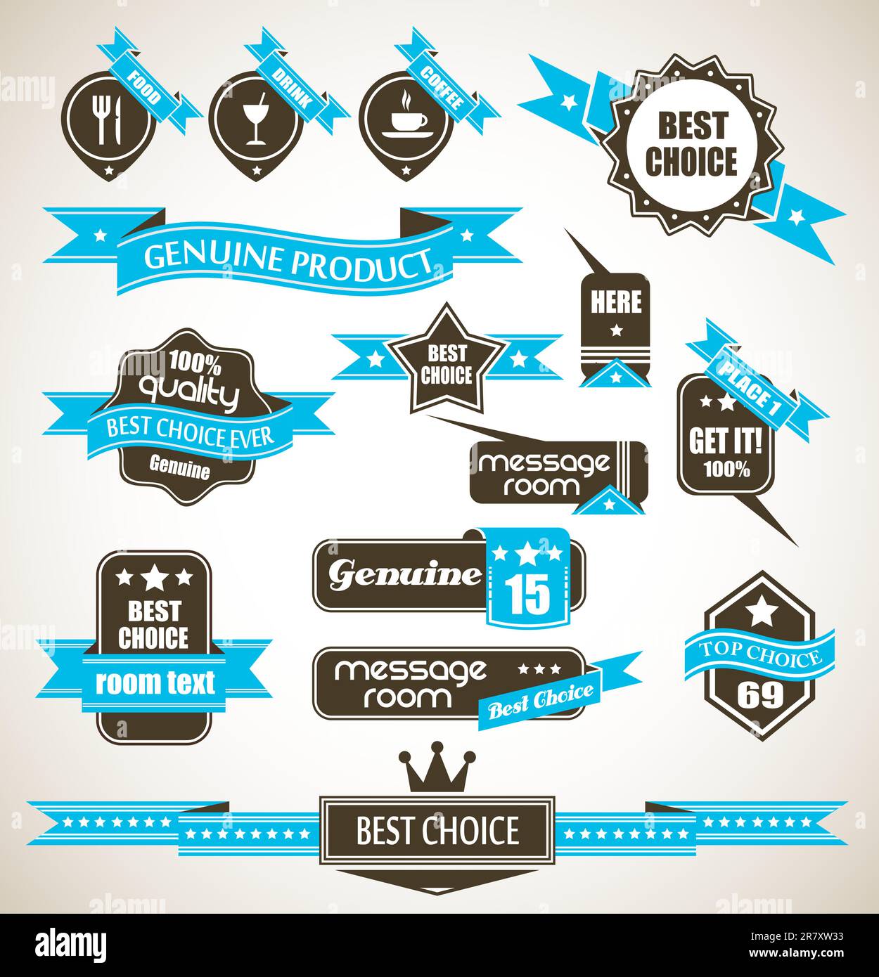 Premium Quality Labels - Collection of retro bi-colours vintage labels ...