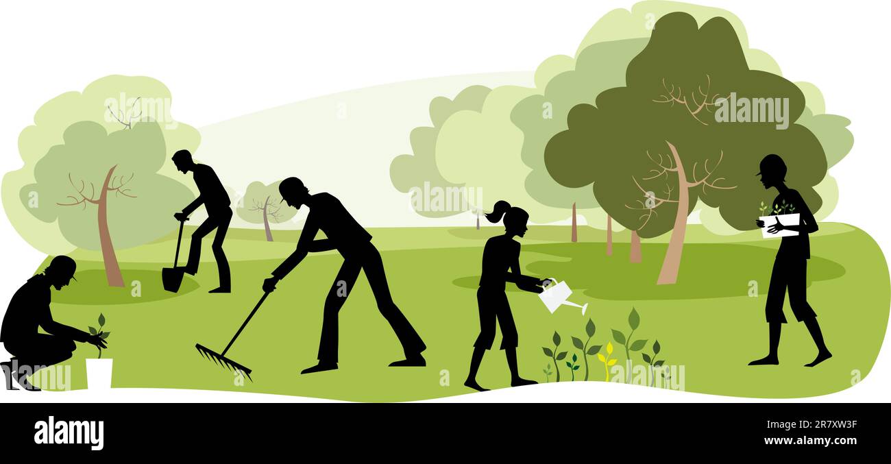 People work in garden Stock Vector Images - Alamy