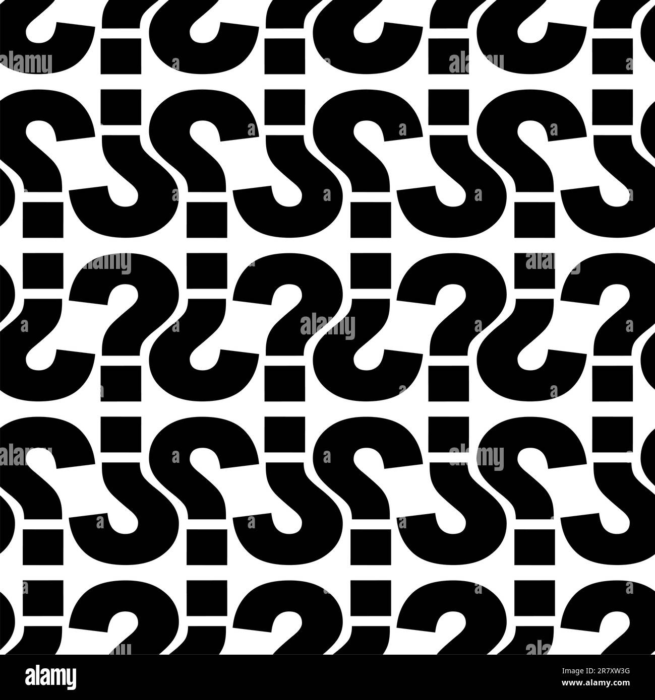 Abstract background with black and white ornament from question marks. Seamless pattern. Vector ...
