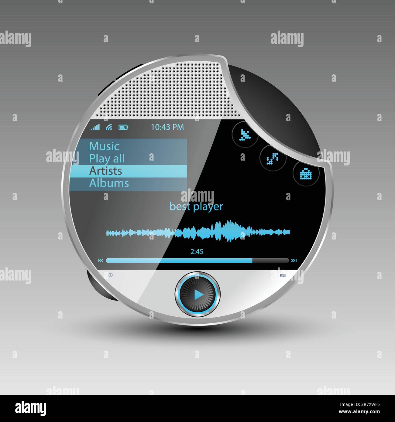 Media player with data cable connection an big touch screen. Vector ...