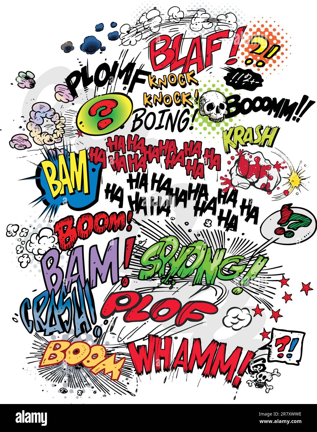 vector set of comic book style expressions and explosions Stock Vector ...