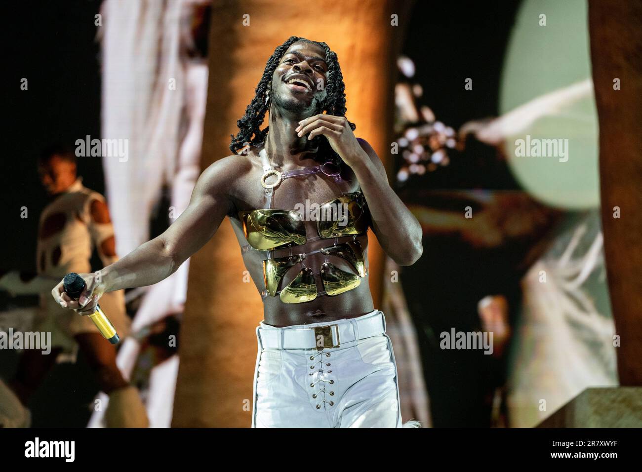 Lil Nas X performs during the 2023 Bonnaroo Music and Arts Festival on ...
