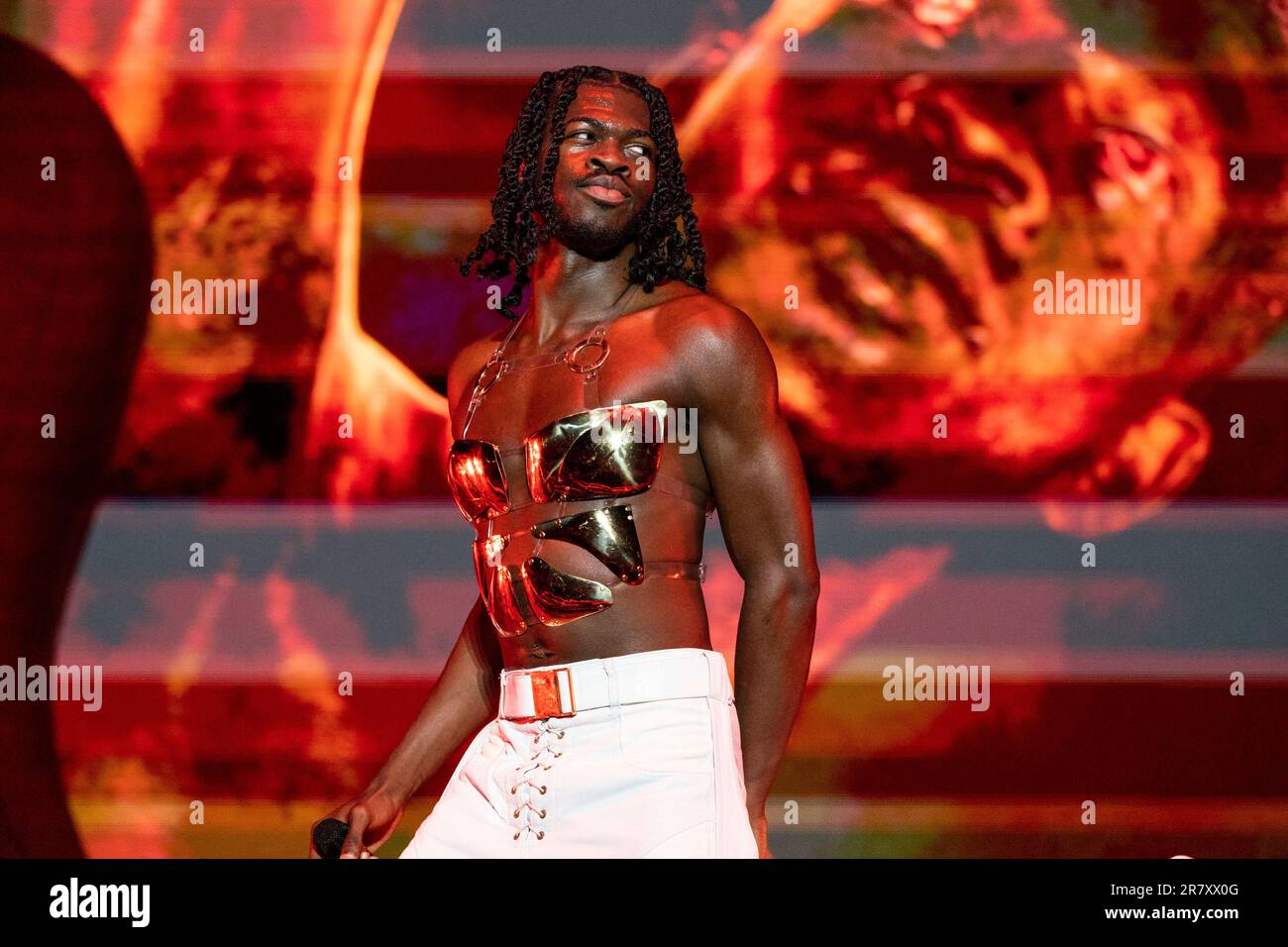 Lil Nas X performs during the 2023 Bonnaroo Music and Arts Festival on ...