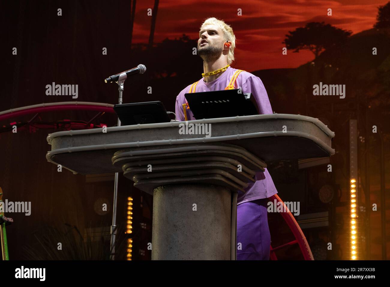 Tucker Halpern of SOFI TUKKER performs during the 2023 Bonnaroo Music ...