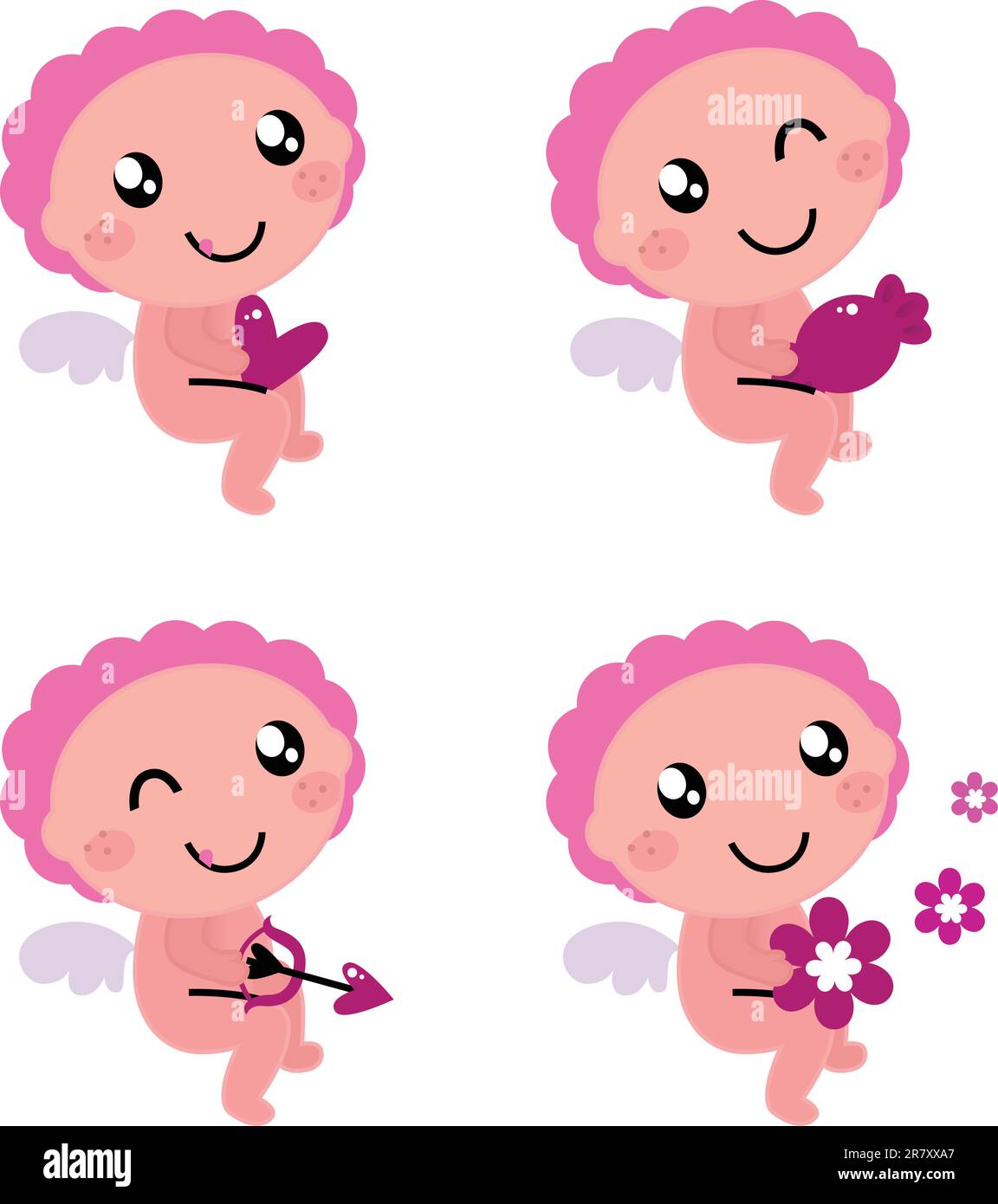 Little angels isolated on white background. Vector Illustration Stock ...