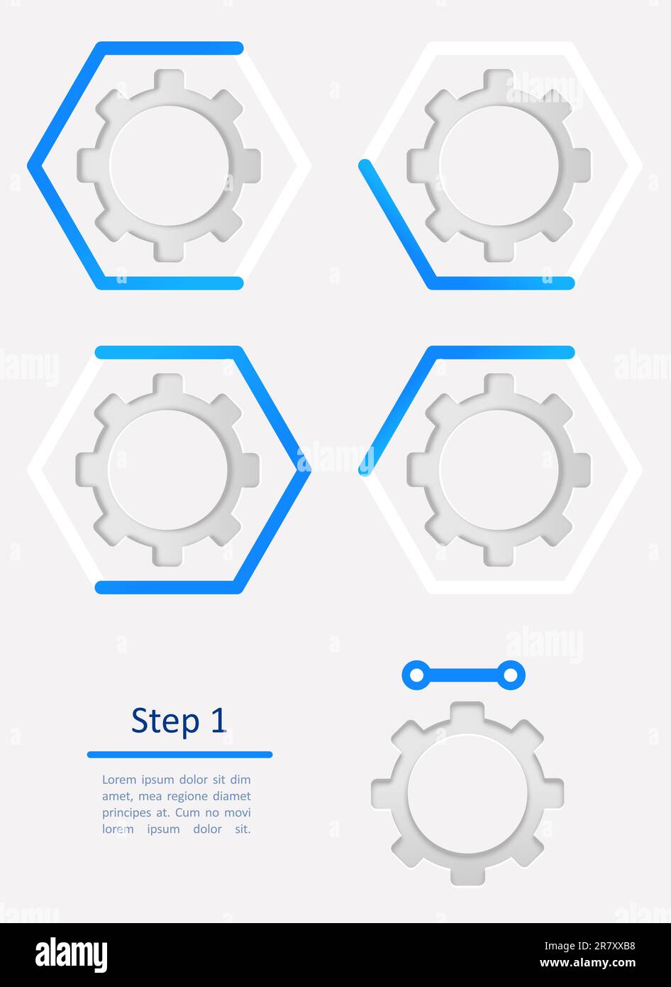 Hexagons filled with cogwheels infographic chart design element set ...
