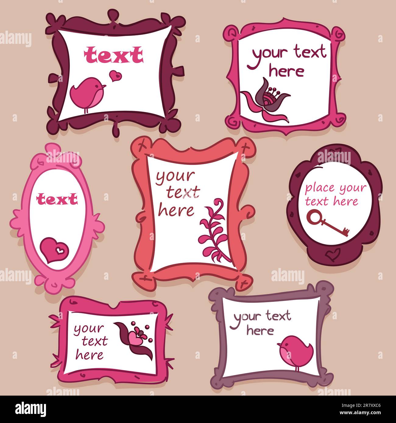 doodle frames for Valentine's day greeting card Stock Vector Image ...