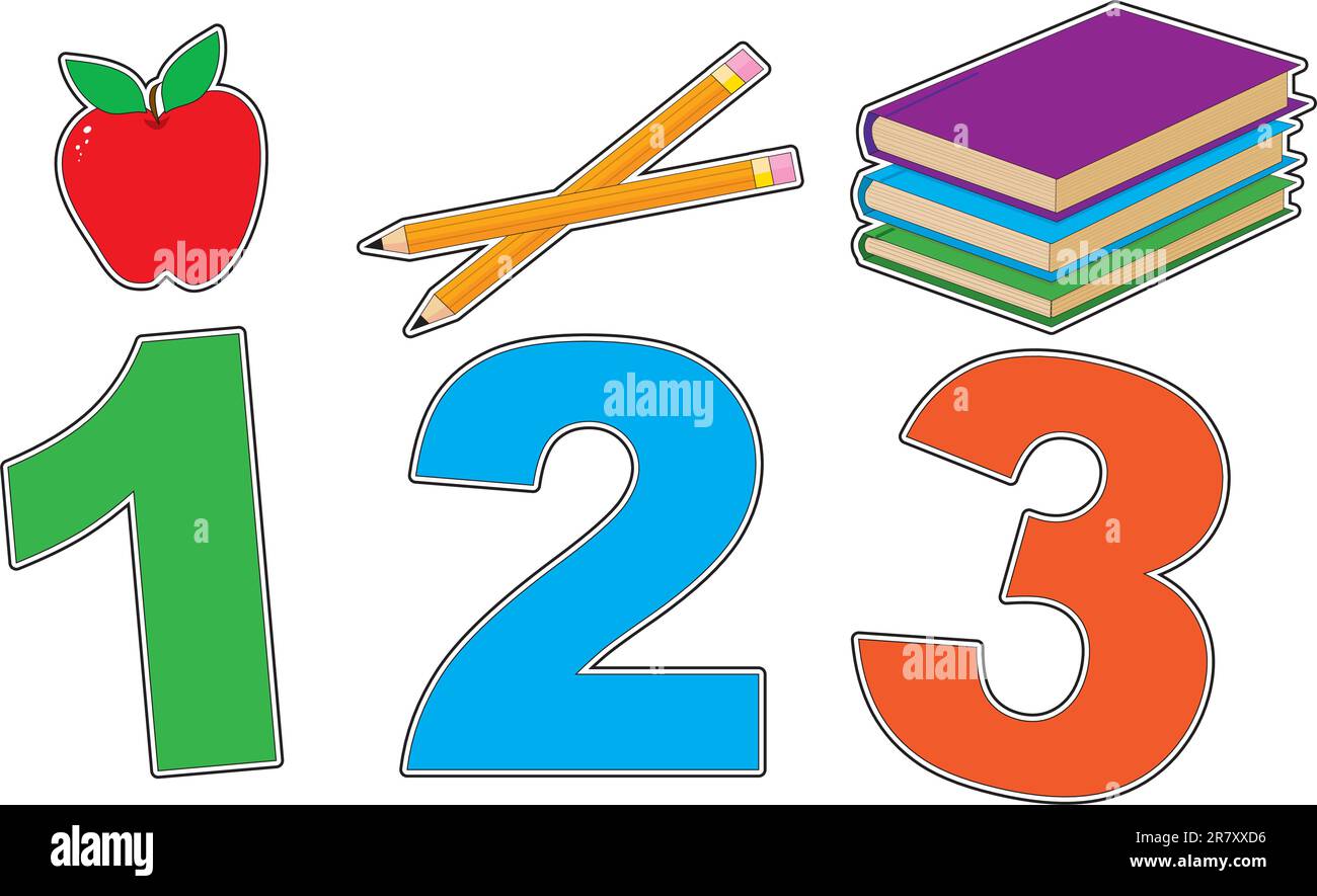 With a colorful grade school theme, this graphic has the numbers 1, 2 ...