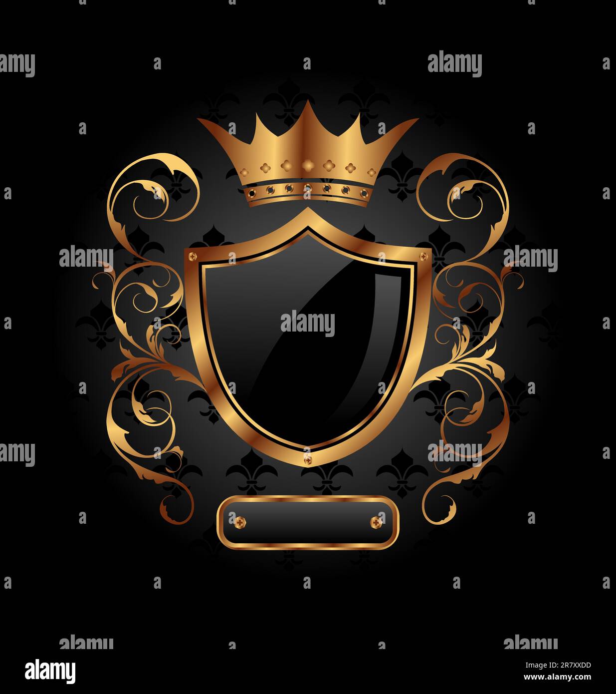 Illustration ornate heraldic shield with crown - vector Stock Vector ...