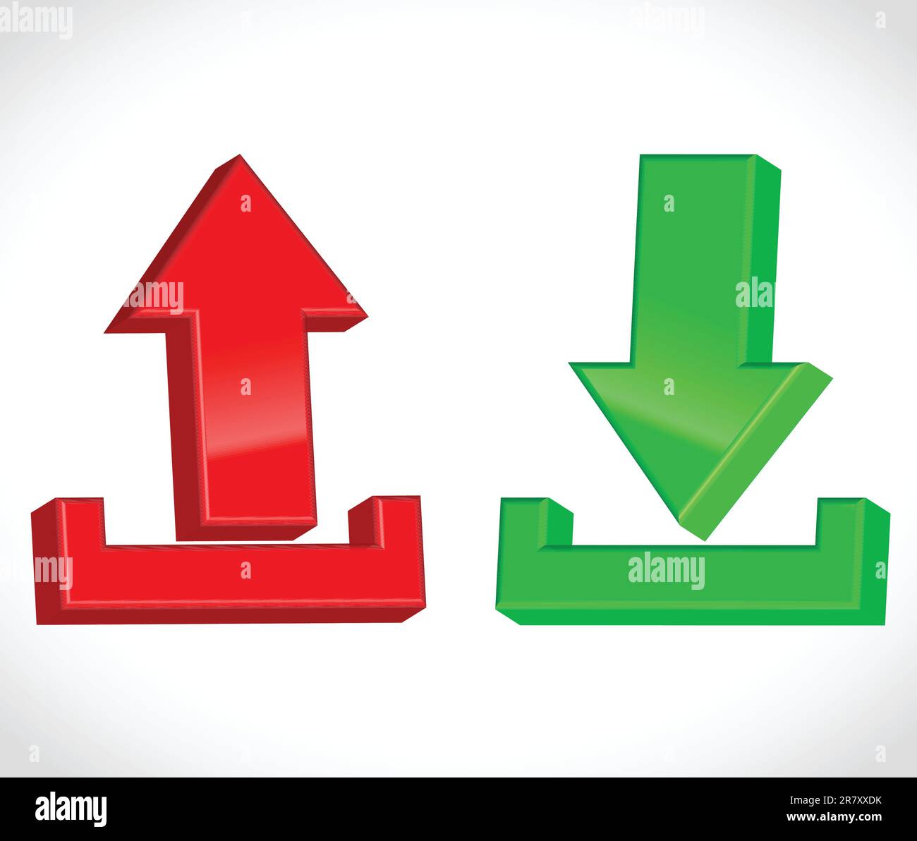 Upload & Download Icon on Gray Background, Icon Make 3D Look using 3d ...