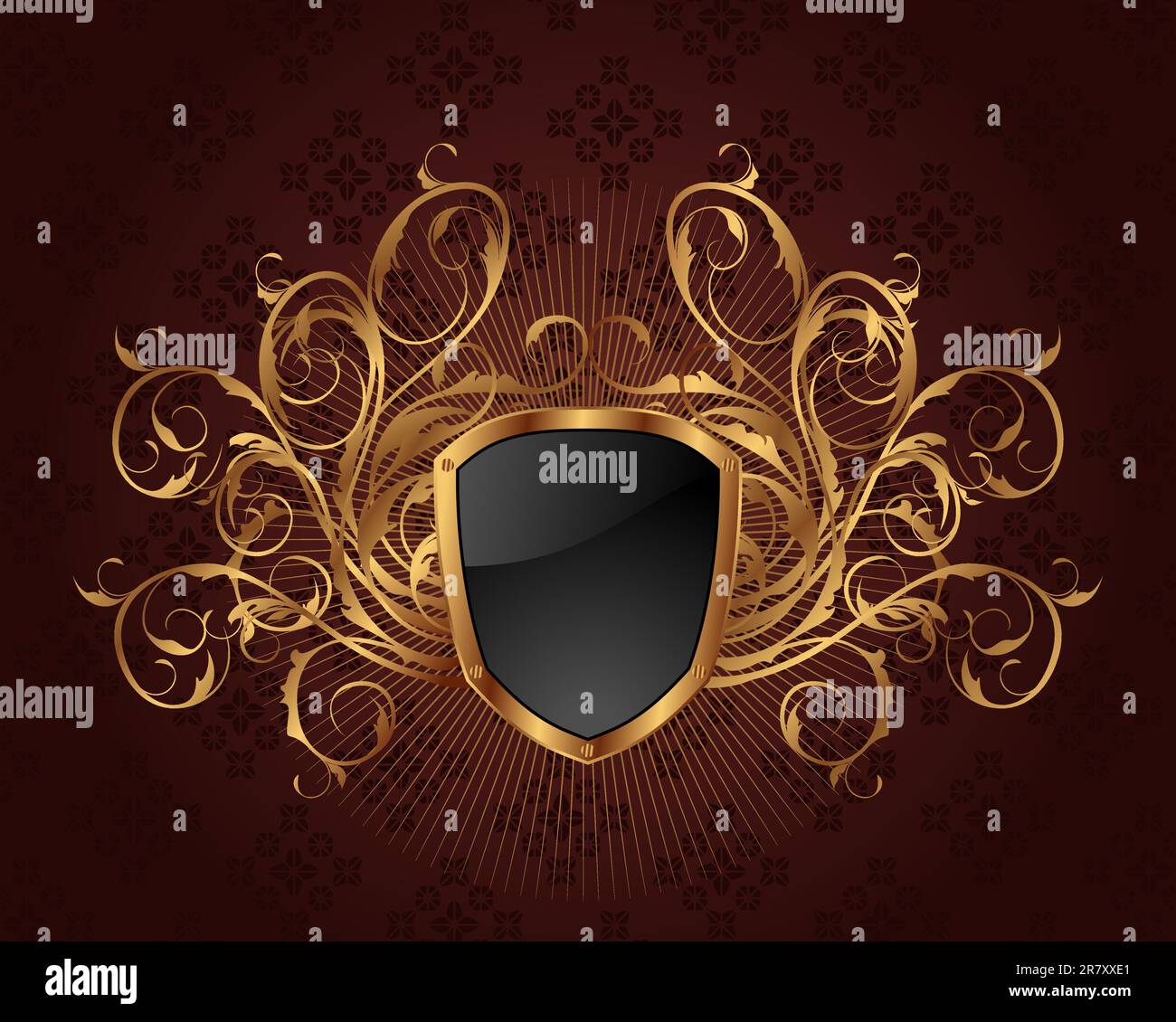 Illustration golden ornate frame with shield - vector Stock Vector ...