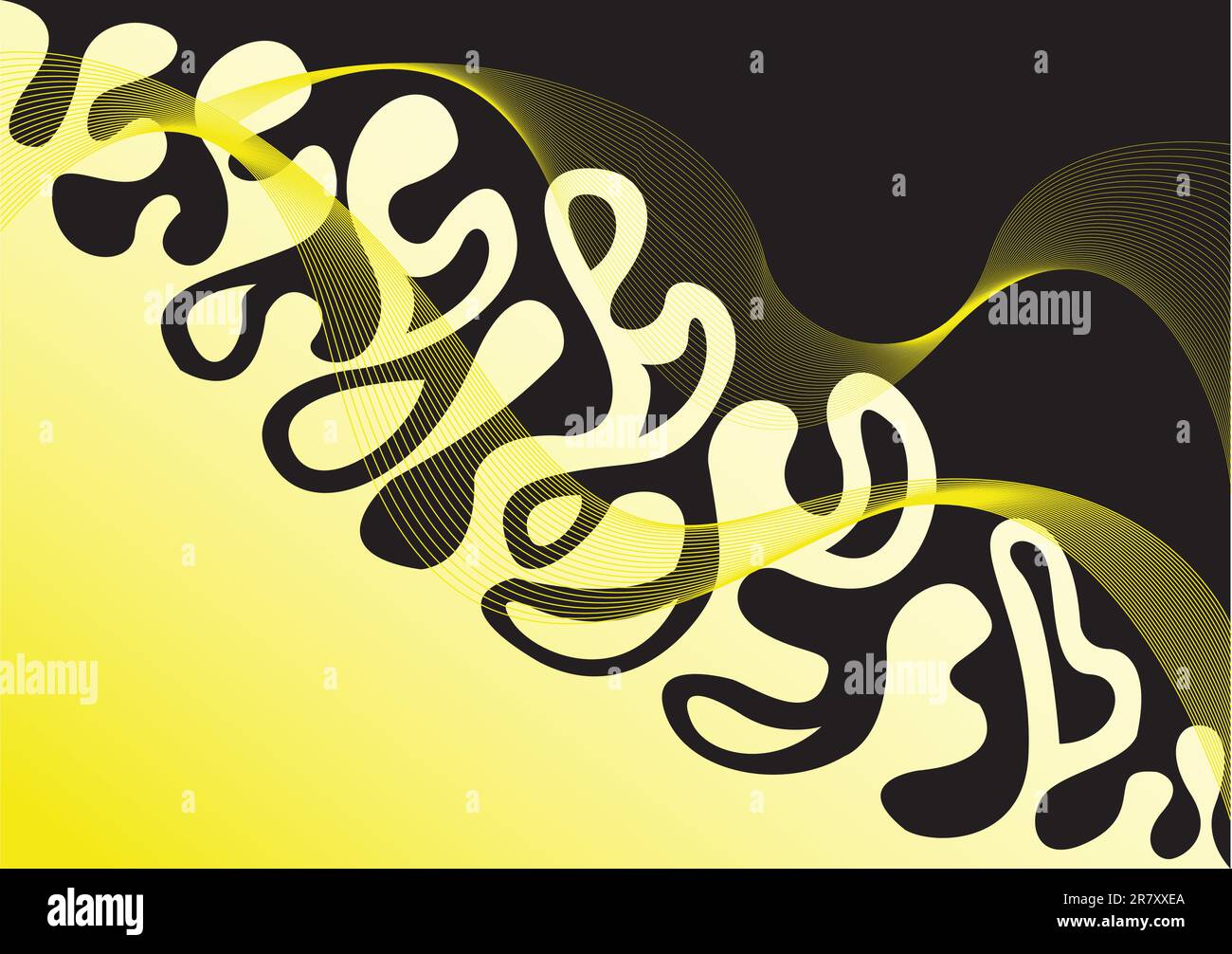 abstract yellow-black background with transparent yellow waves Stock ...