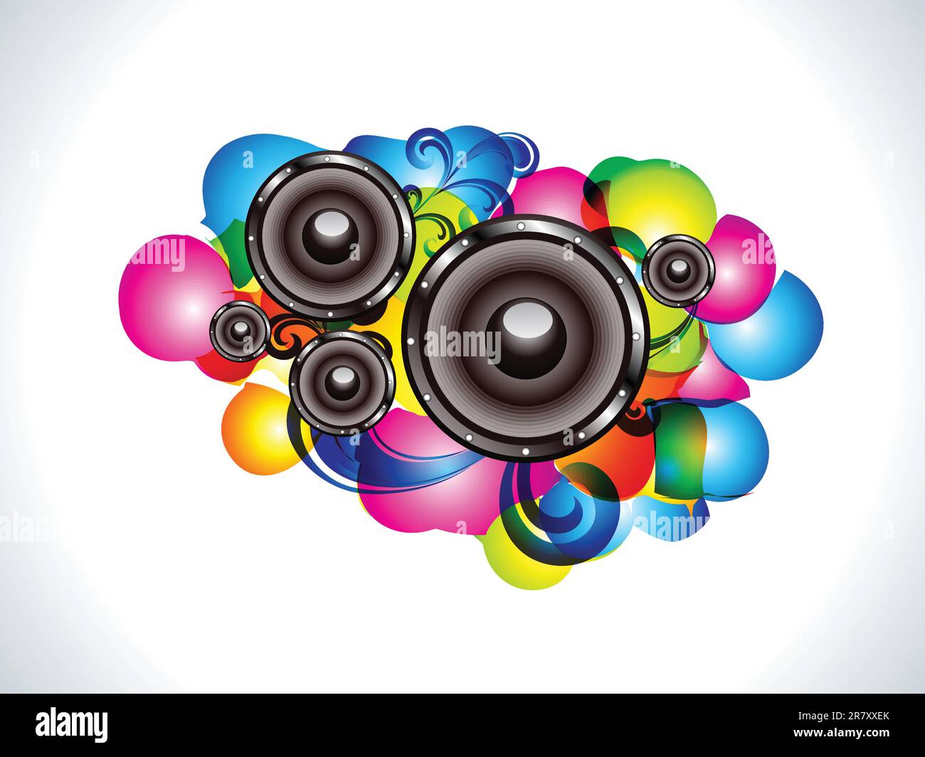 abstract musical sound with floral vector illustration Stock Vector ...