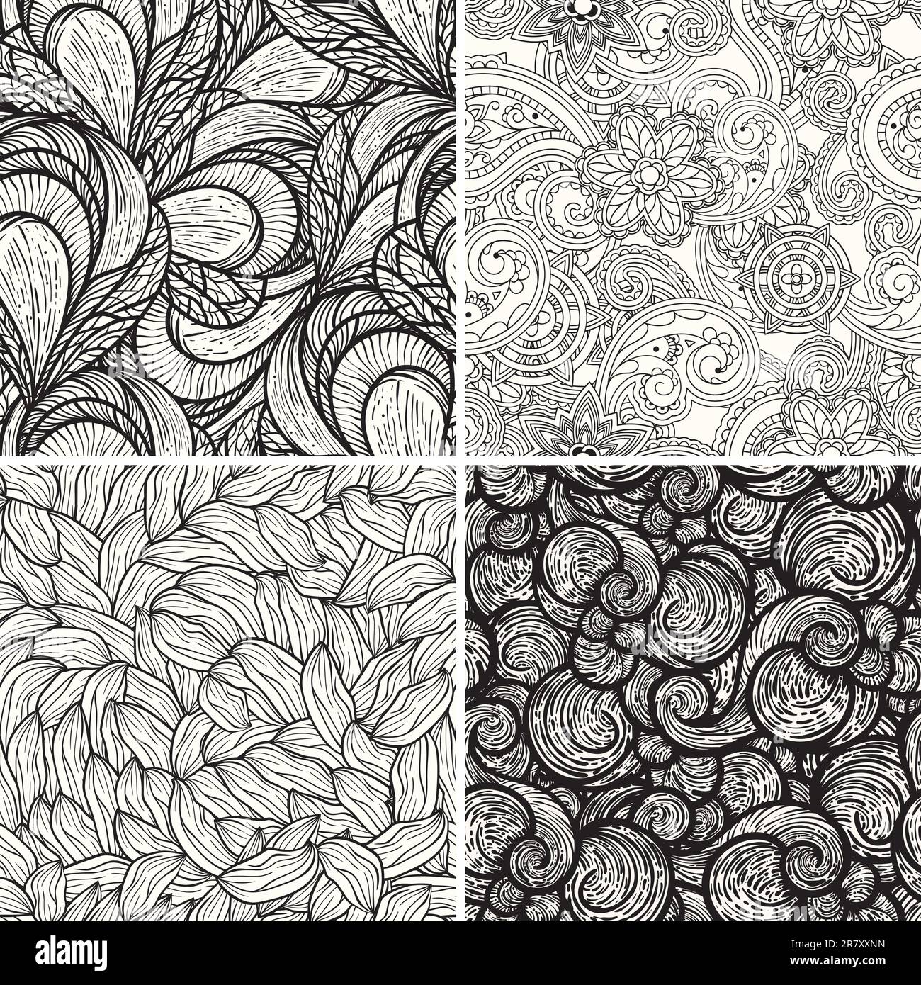 vector set with monochrome seamless patterns Stock Vector Image & Art ...