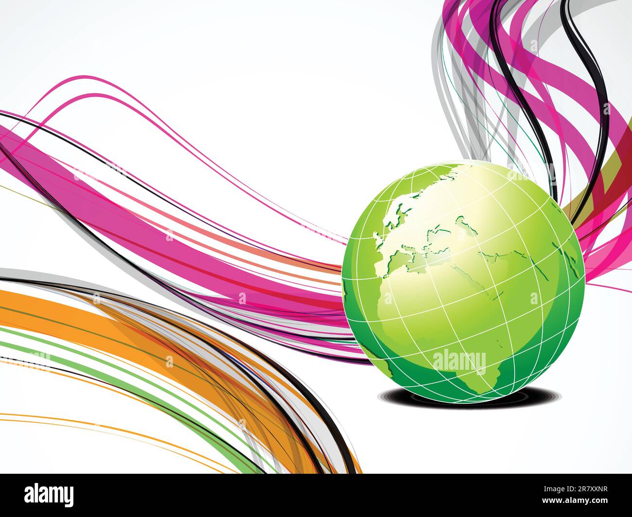 abstract wave background with globe vector illustration Stock Vector ...