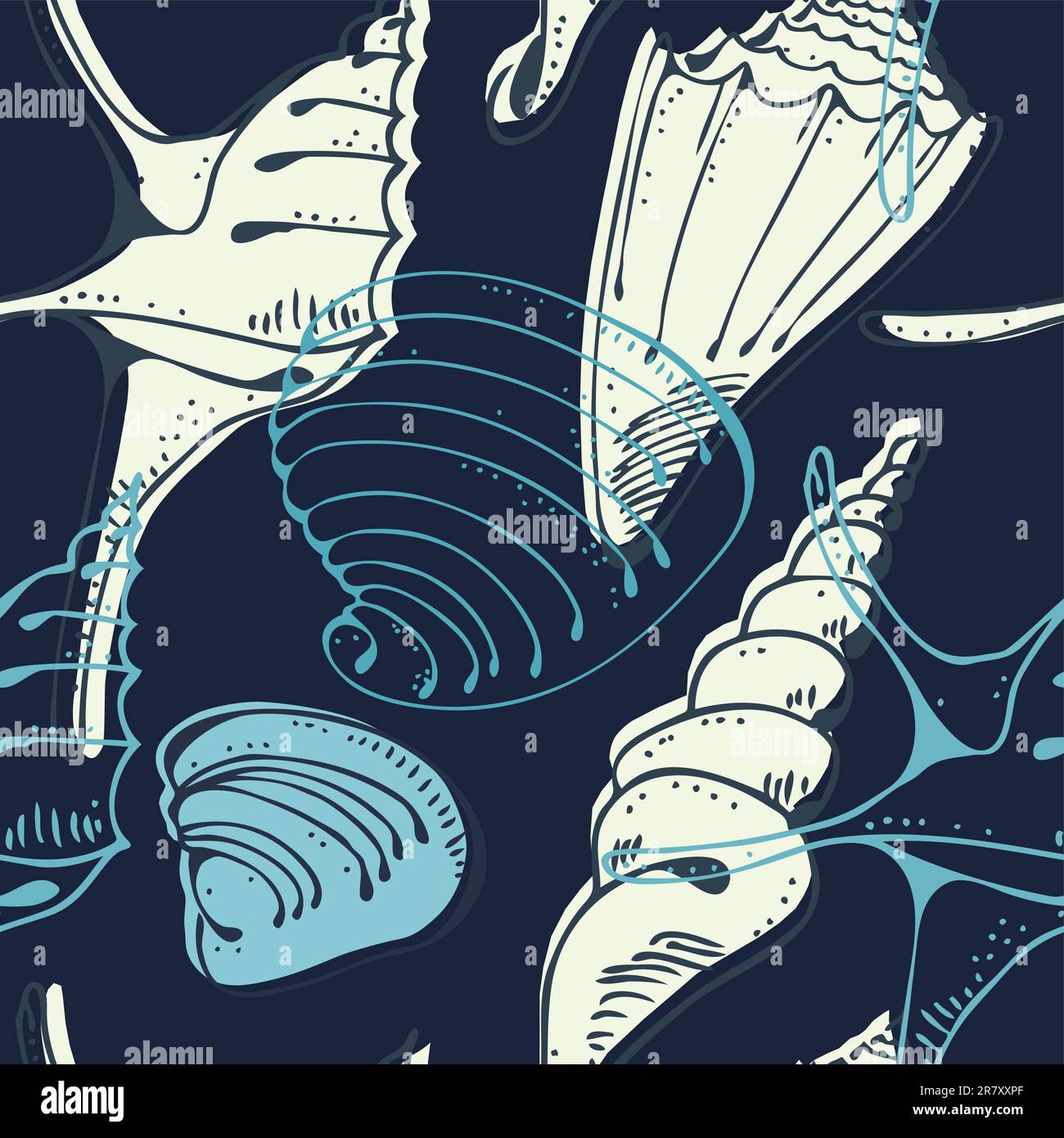 Vector background from shells on a dark blue Stock Vector Image & Art ...
